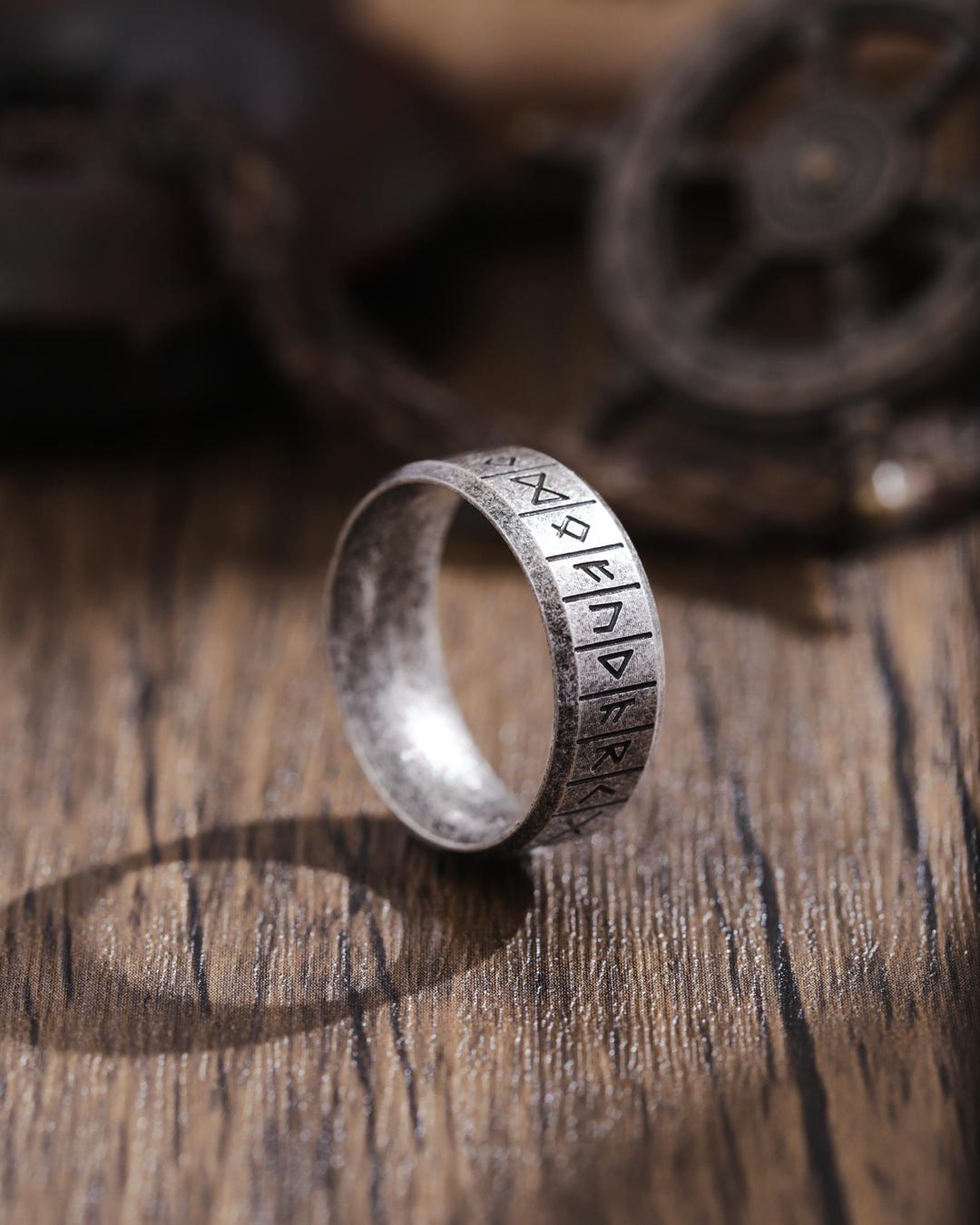 Vintage Silver Viking Rune Ring Personalised Hip Hop Ring Birthday Gift ...