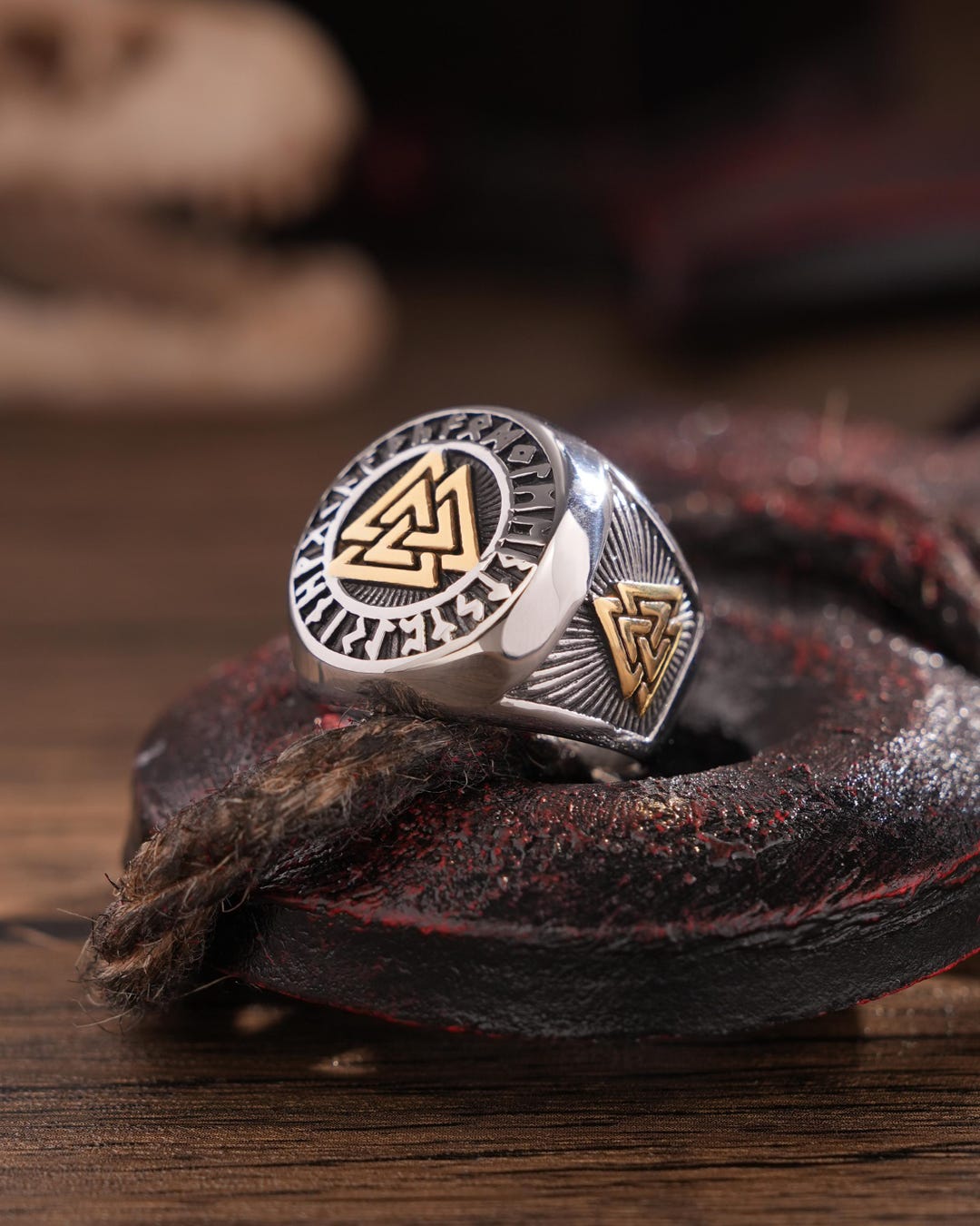 Vintage Viking Valknut Men's Ring, Nordic Style Celtic Knot Statement ...