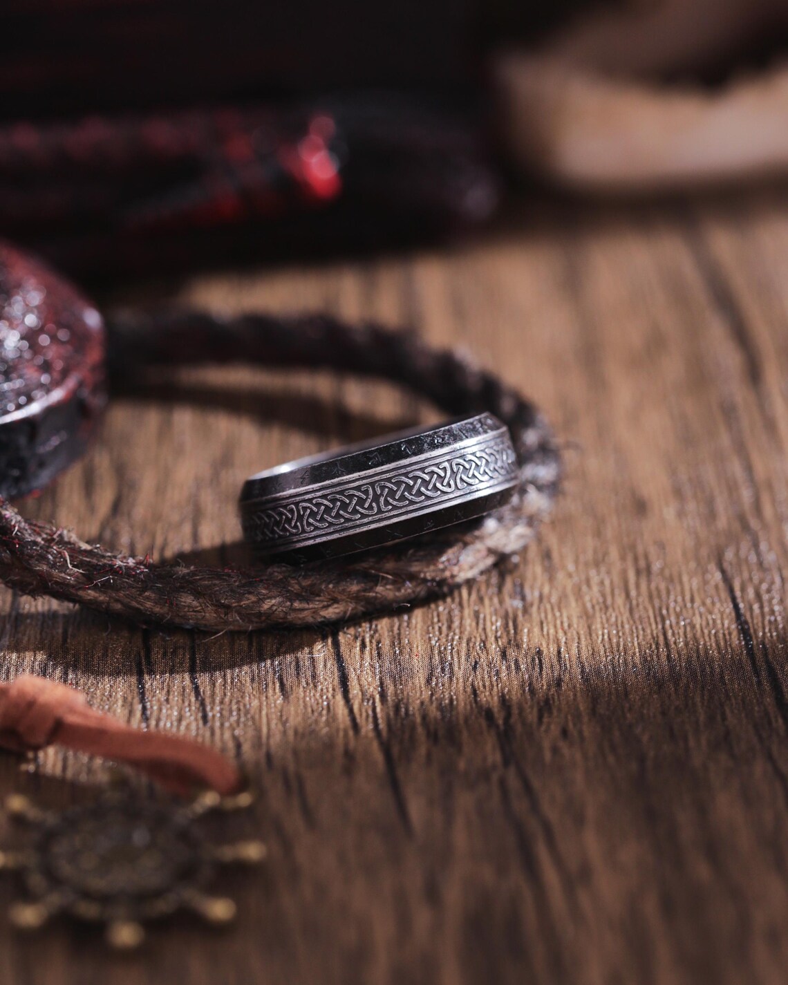 Celtic Knot Titanium Steel Ring: Viking Style Band - Etsy