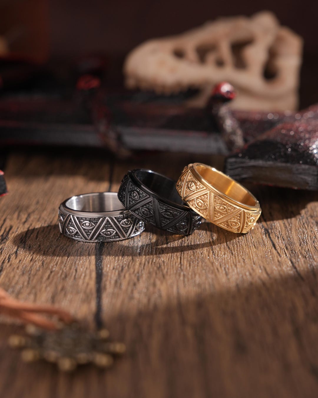 Titanium Steel All-seeing Eye Spinner Ring: Unisex Gothic Anxiety ...