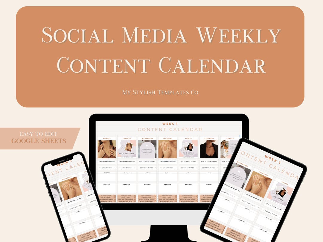Social Media Content Calendar | Google Sheet Content Planner | Weekly ...