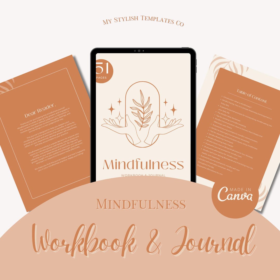 Mindfulness Journal and Worksheet Bundle | Digital Self Care | Mental ...