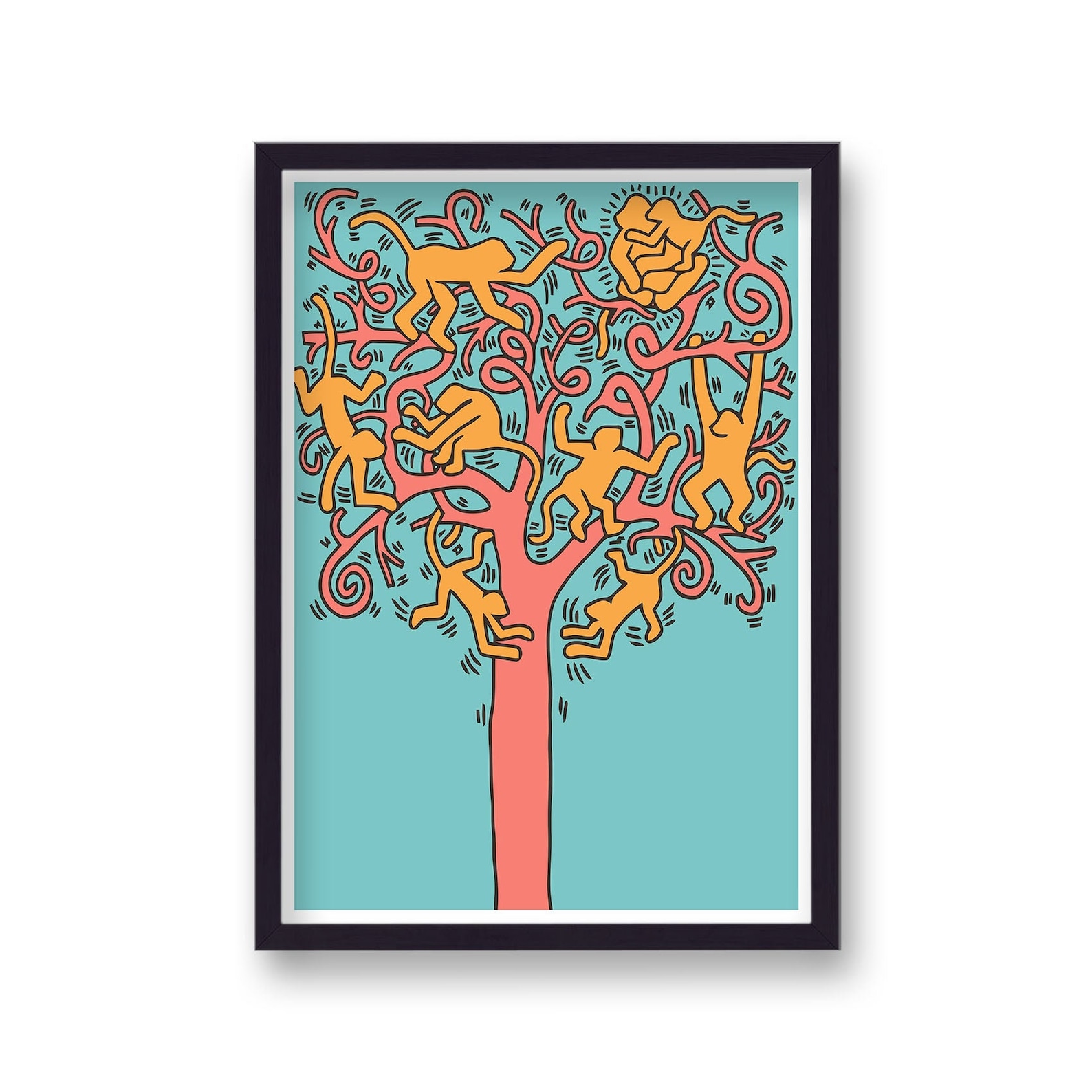 Keith Haring Tree of Life Monkeys Art Print - Etsy
