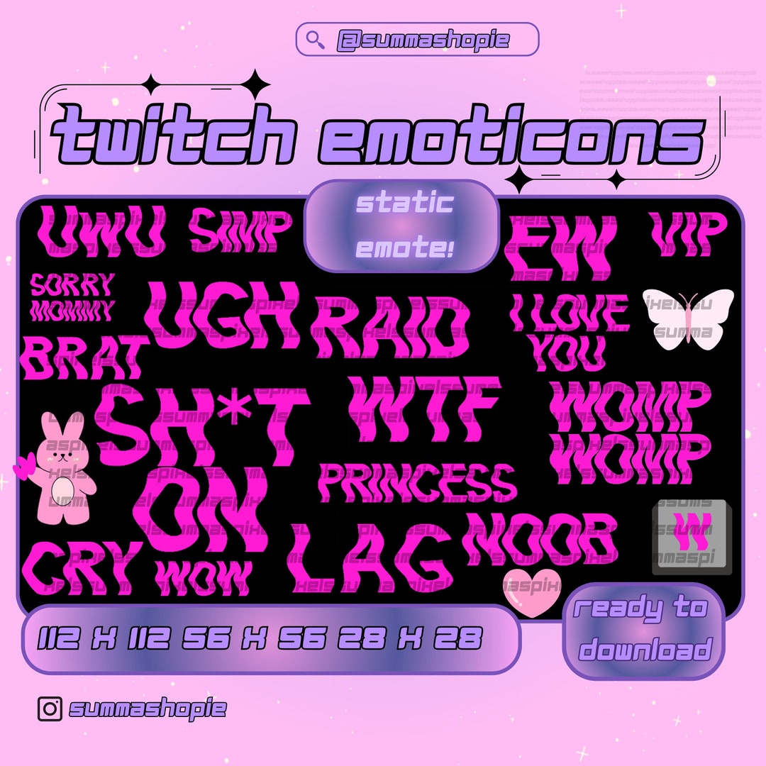 61 Hot Pink Text Twitch Emotes - Etsy