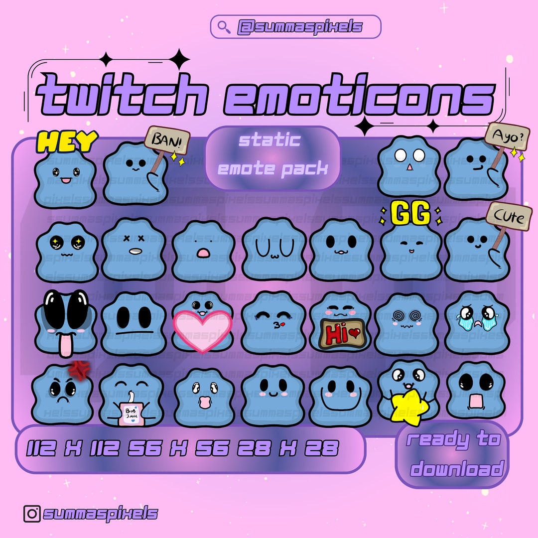 26 Blue Blobs Emote Pack Twitch Emote Discord Emote - Etsy