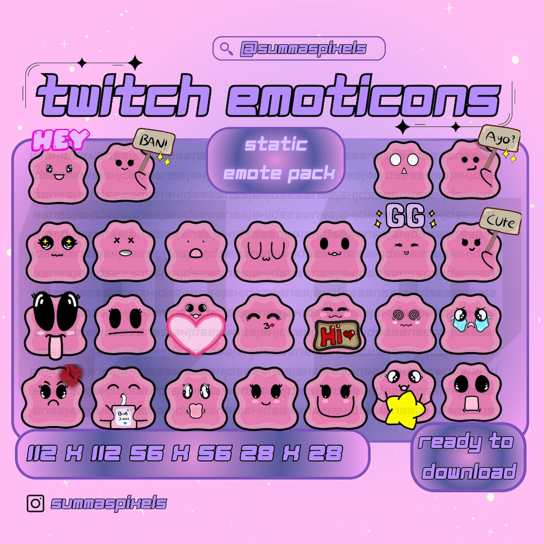 27 Pink Blobs Emote Pack Twitch Emote Discord All Different Emotions ...