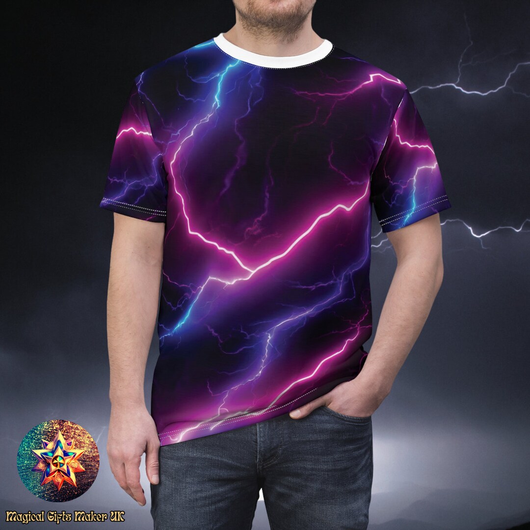 Blue & Purple Lightning T-shirt Lightning Bolt Design Thunderstorm Tee ...