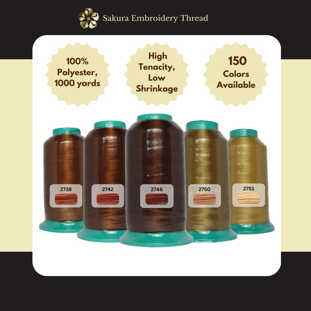 Sakura Polyester Machine Embroidery Thread 1000 Yards per Cone Dark ...