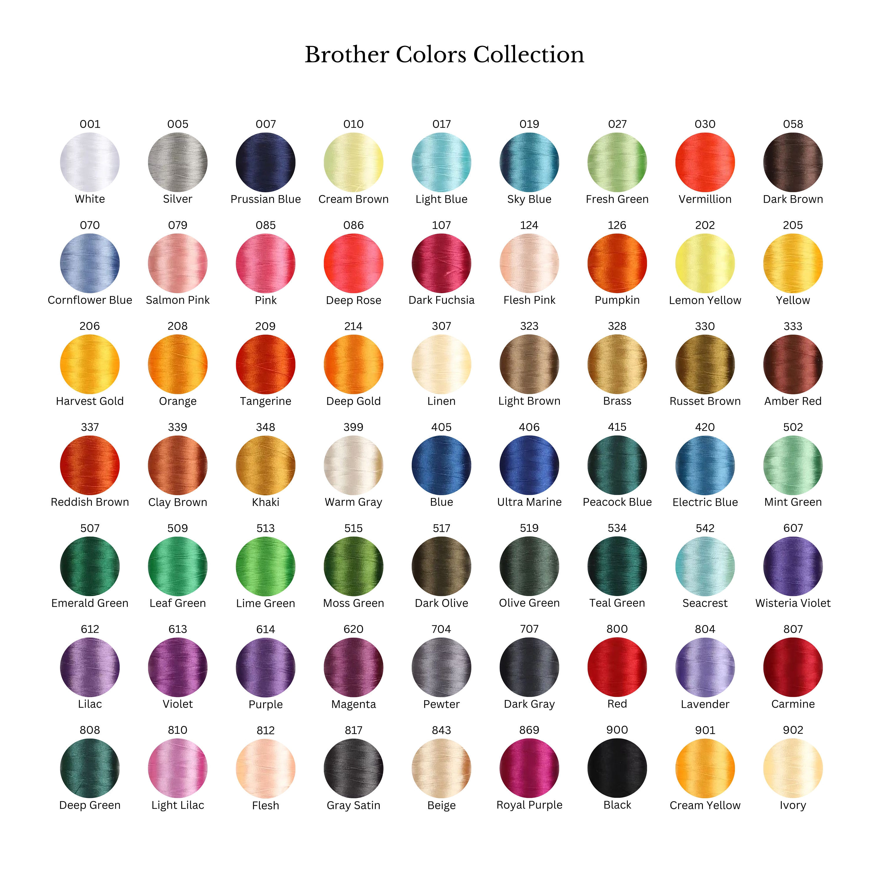 Brother Colors Single Spool 500M 550yd Polyester Embroidery Machine ...