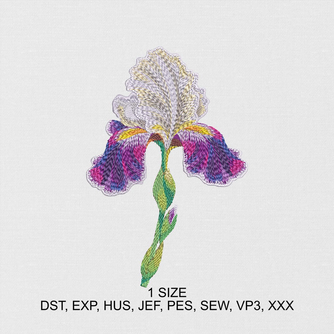 Multicolored Iris Flower Embroidery Design (digital Download) - Etsy