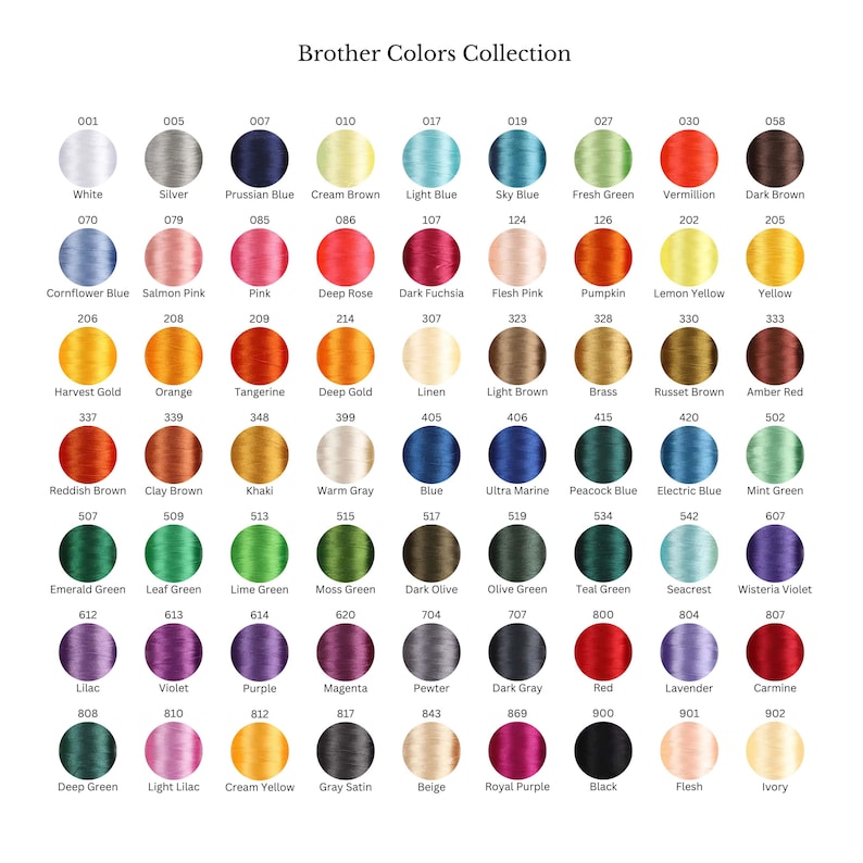 Brother Colors Single Spool 500M (550yd) Polyester Embroidery Machine ...
