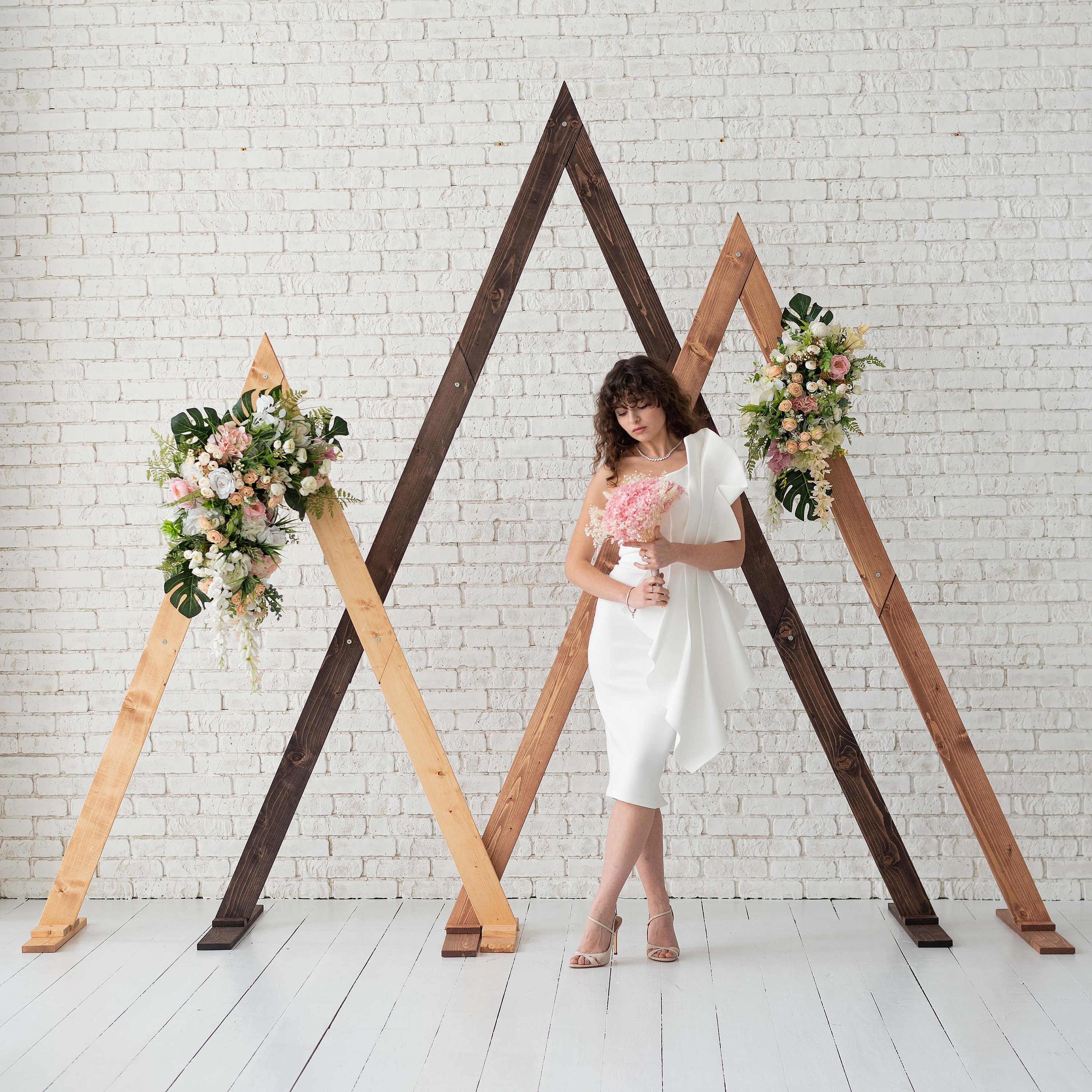 Triangle Wedding Arch, Triangle Arbor for Wedding Ceremony, Wood ...