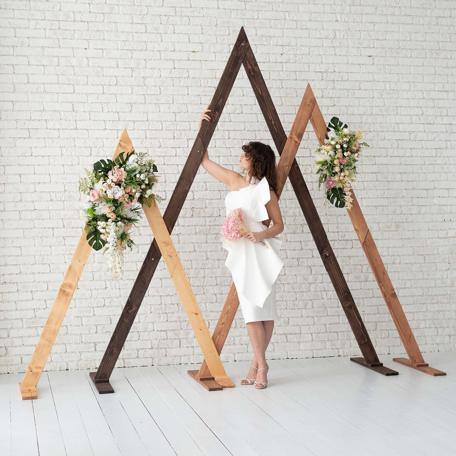 Triangle Wedding Arch, Triangle Arbor for Wedding Ceremony, Wood ...