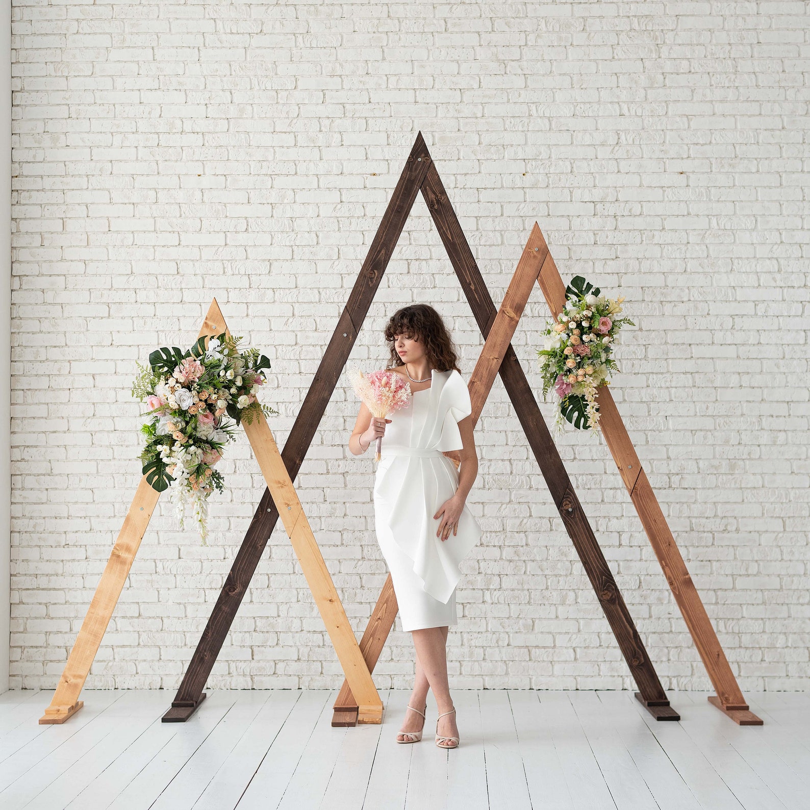 Triangle Wedding Arch, Triangle Arbor for Wedding Ceremony, Wood ...