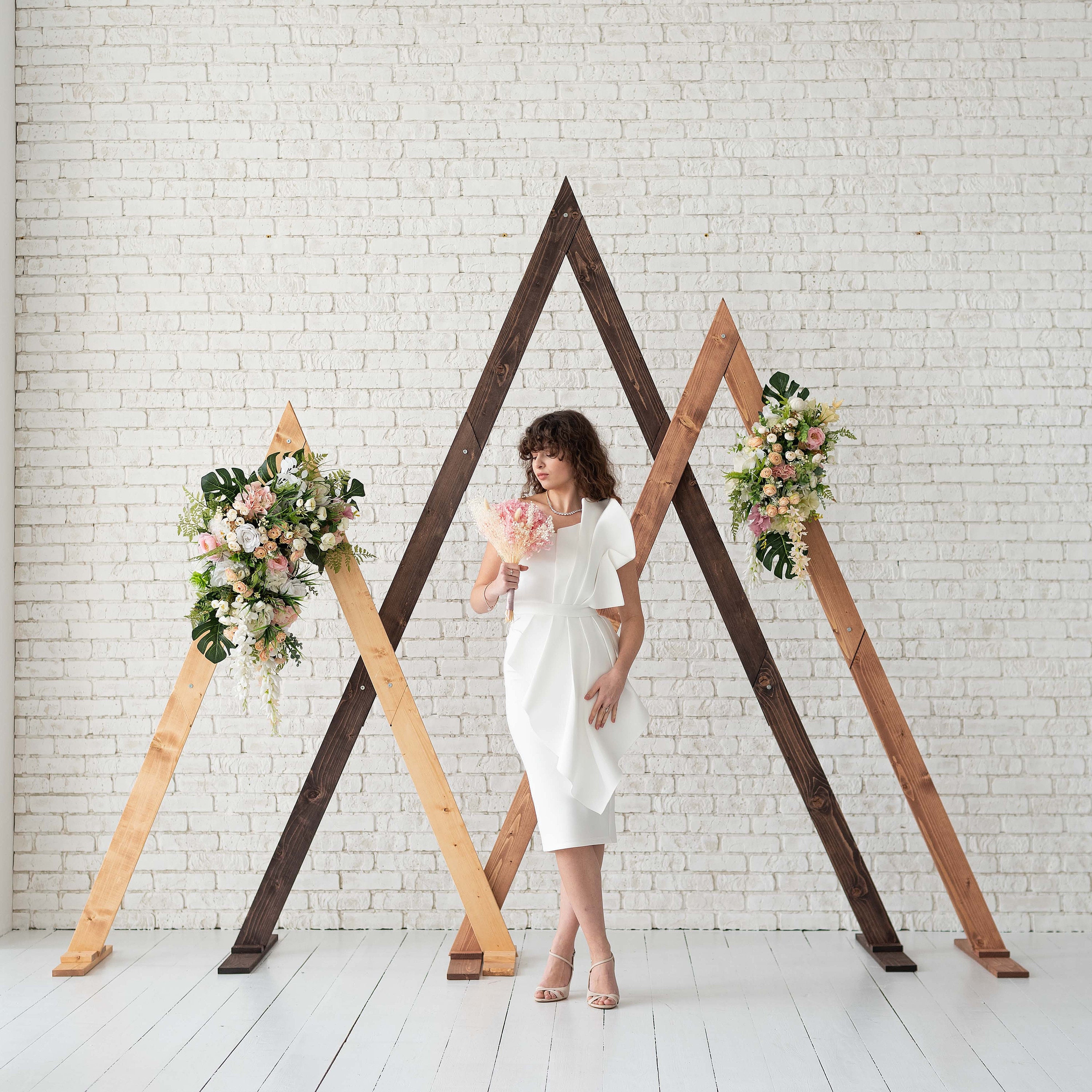 Triangle Wedding Arch, Triangle Arbor for Wedding Ceremony, Wood ...