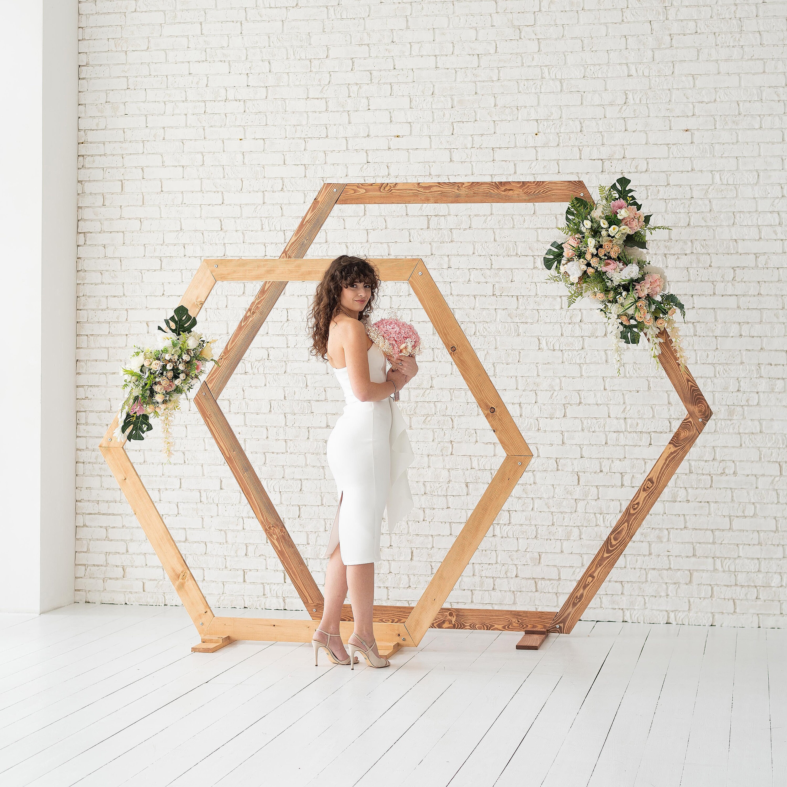 Hexagon Shaped Wedding Arch, Rustic Wedding Arch, Frame Wedding Decor ...