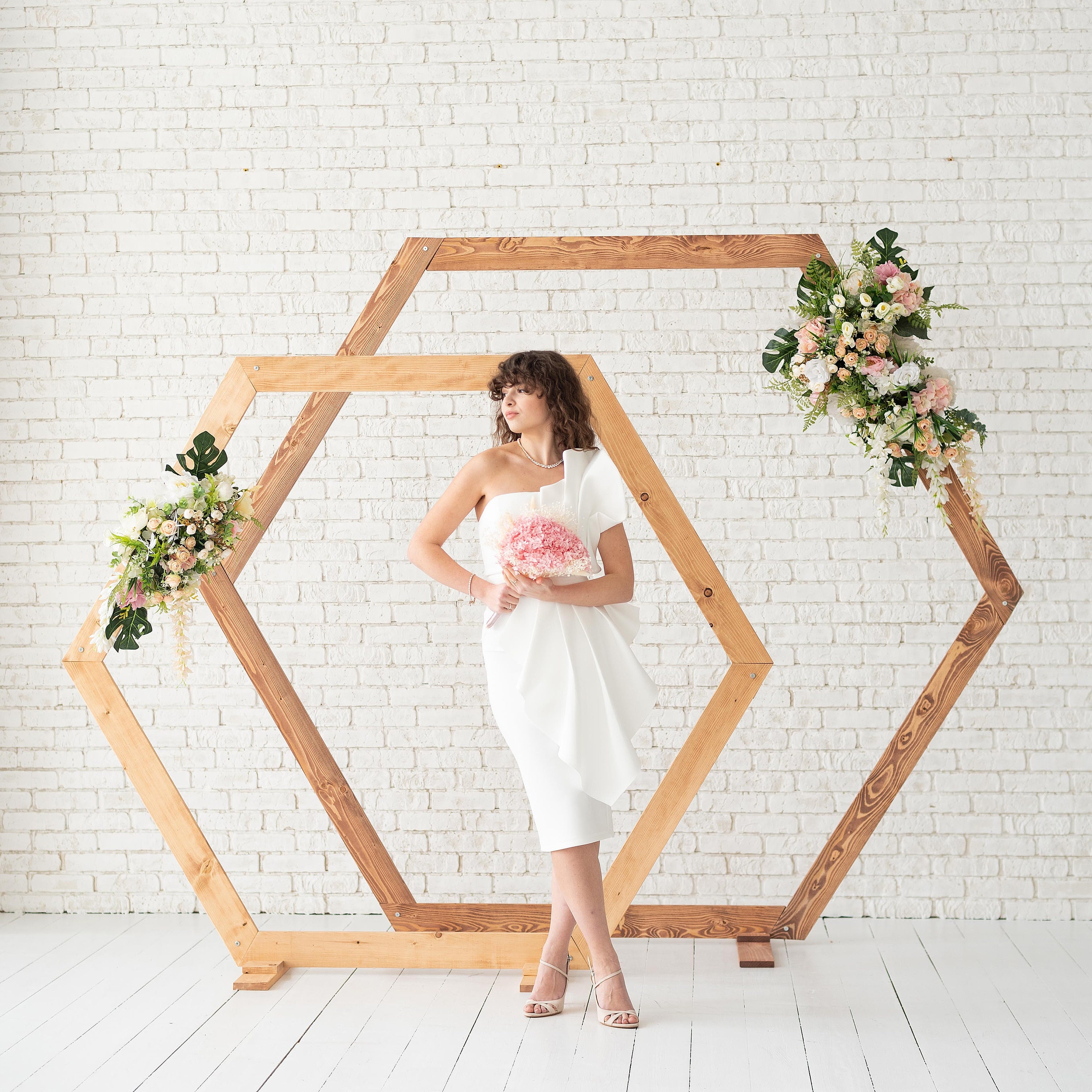 Hexagon Wedding Arch, Hexagon Shaped Wedding Arbor, Wooden Arch Frame ...