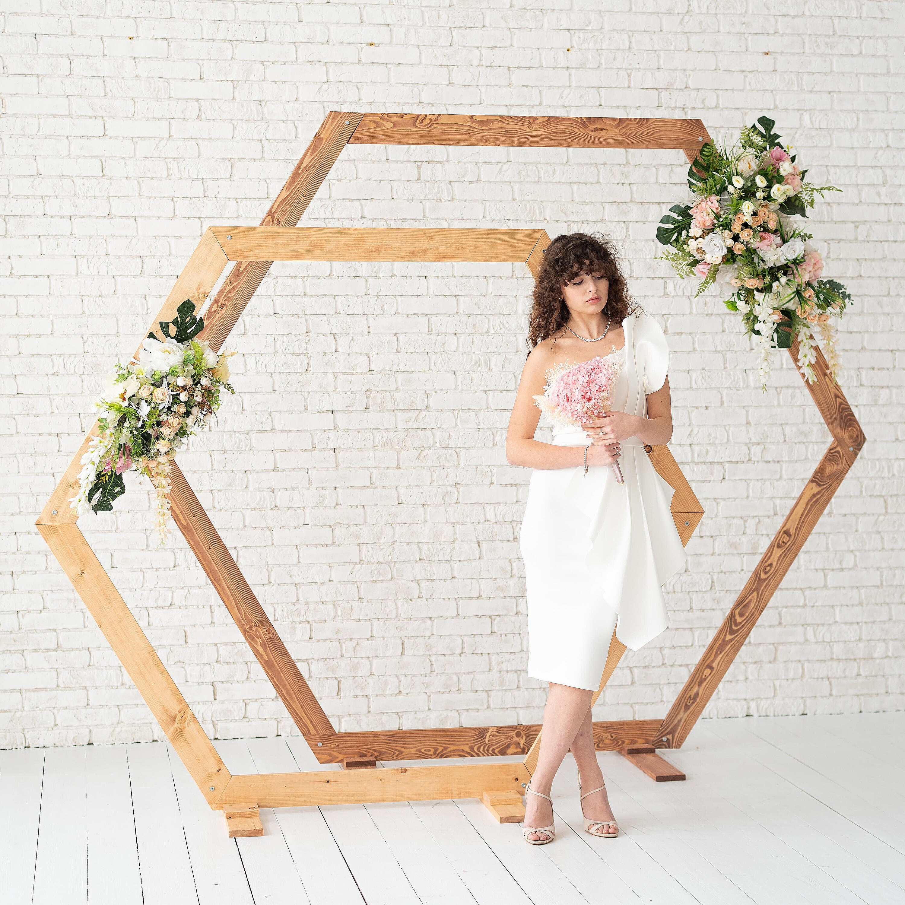 Hexagon Shaped Wedding Arch, Rustic Wedding Arch, Frame Wedding Decor ...