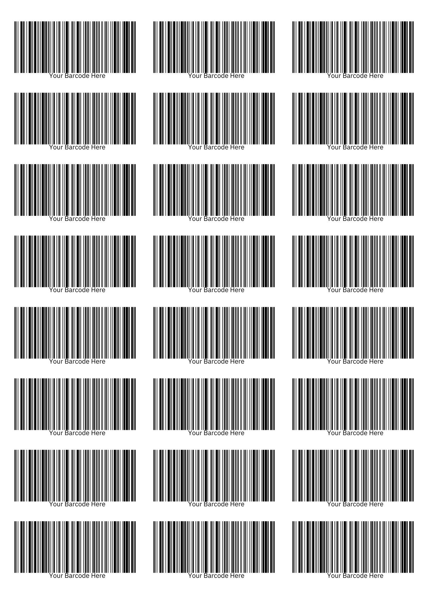 Printable Custom Barcodes 24-up on A4 or US Letter, Thermal 2-up, 3-up ...