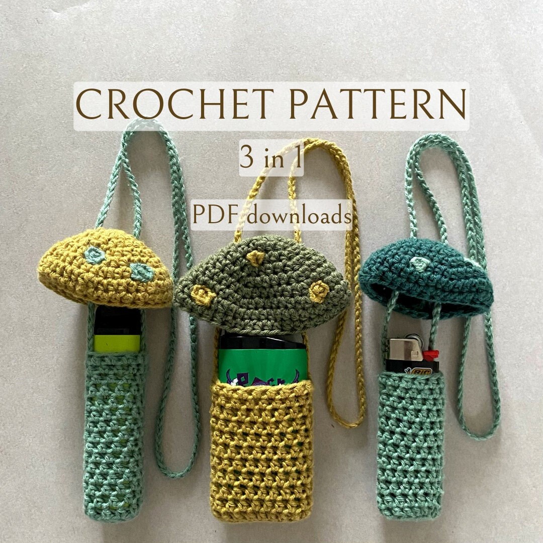 3 in 1 Crochet Mushroom Pen/vape/lighter/lip Balm Holder Pattern - Etsy