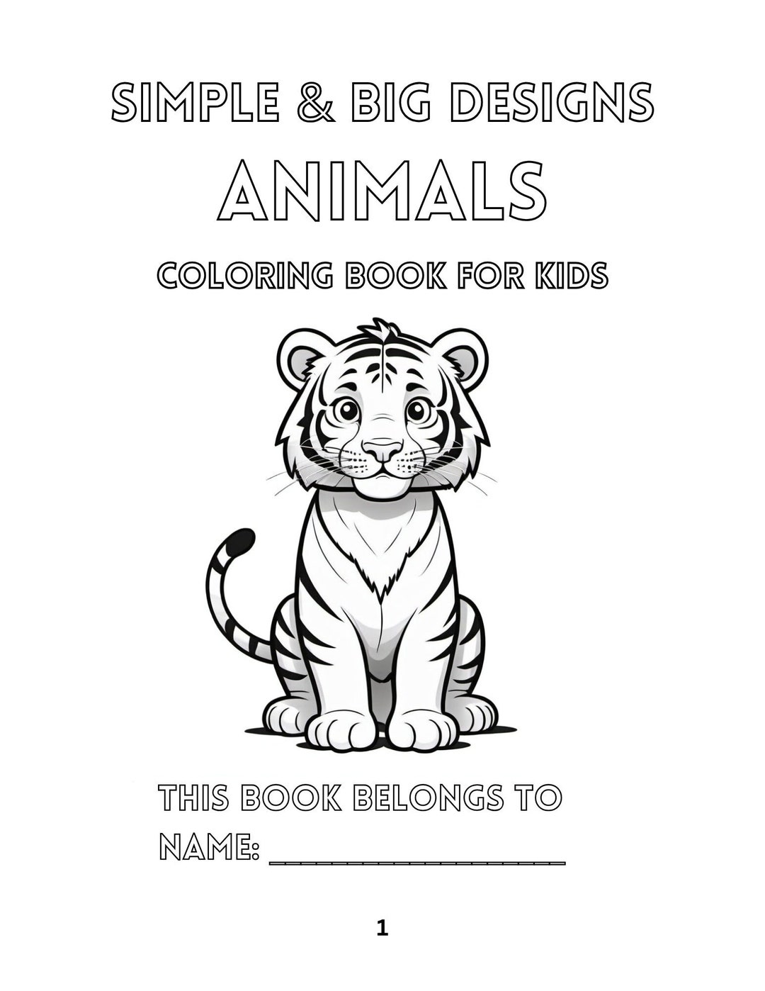 SIMPLE & BIG Animals Coloring Pages Digital Download 40+ Animals ...