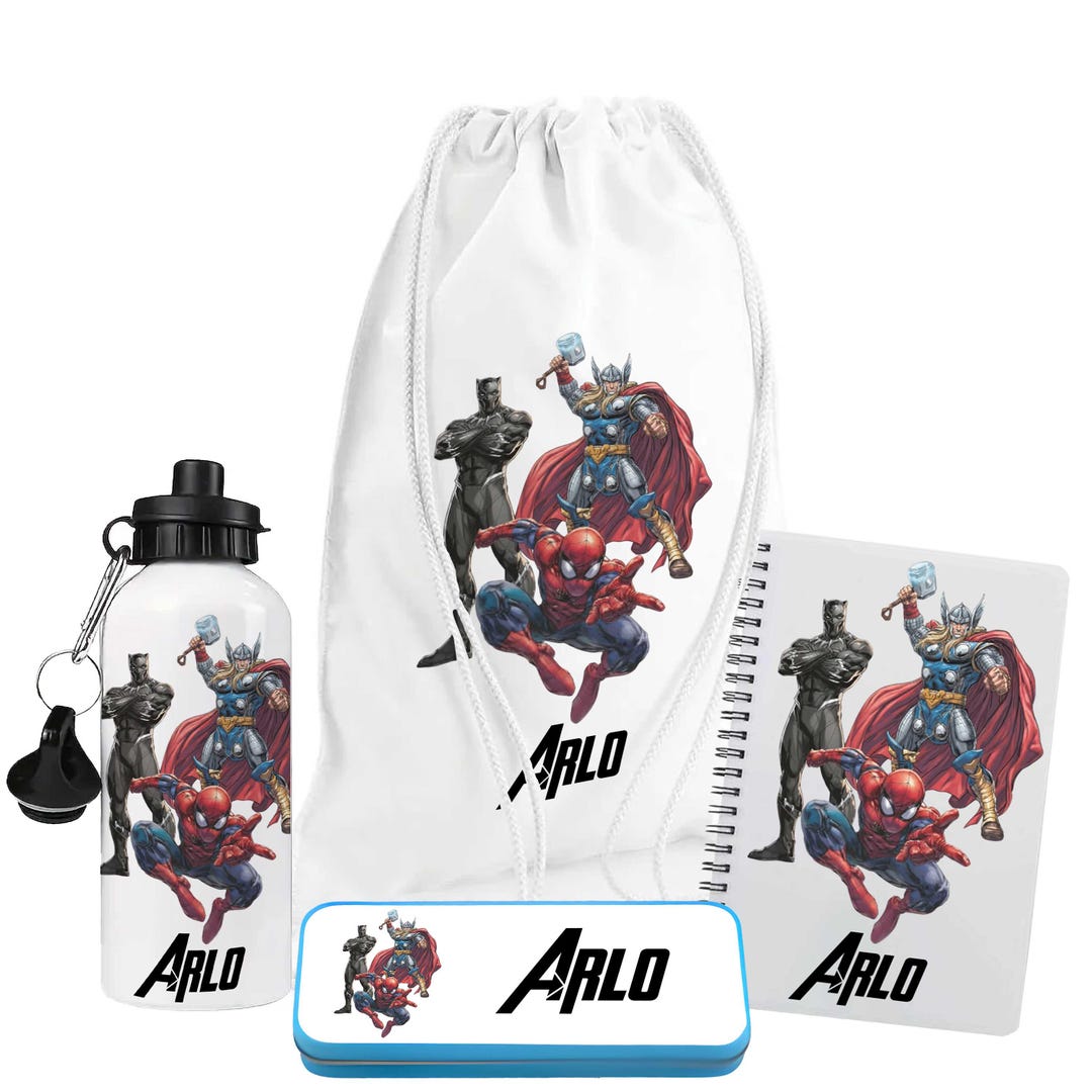 Personalised Superhero Drawstring Bag – Custom Kids Gym Sack ...