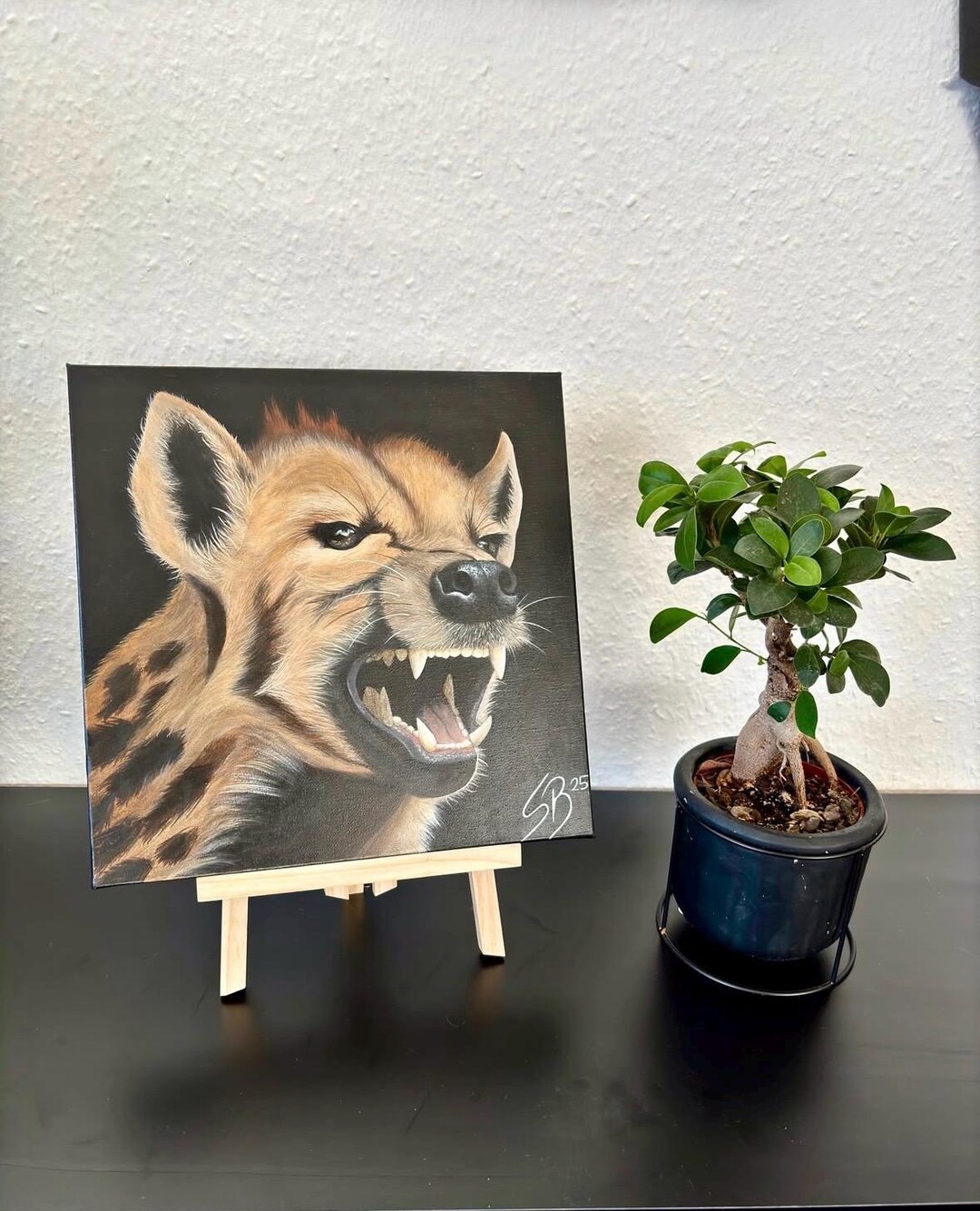 Hyena Painting on Black Background - Etsy