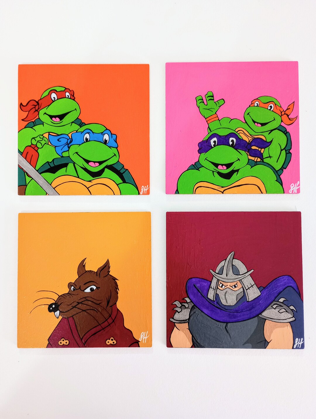 Hand Painted "teenage Mutant Ninja Turtles" Coaster Set - Etsy