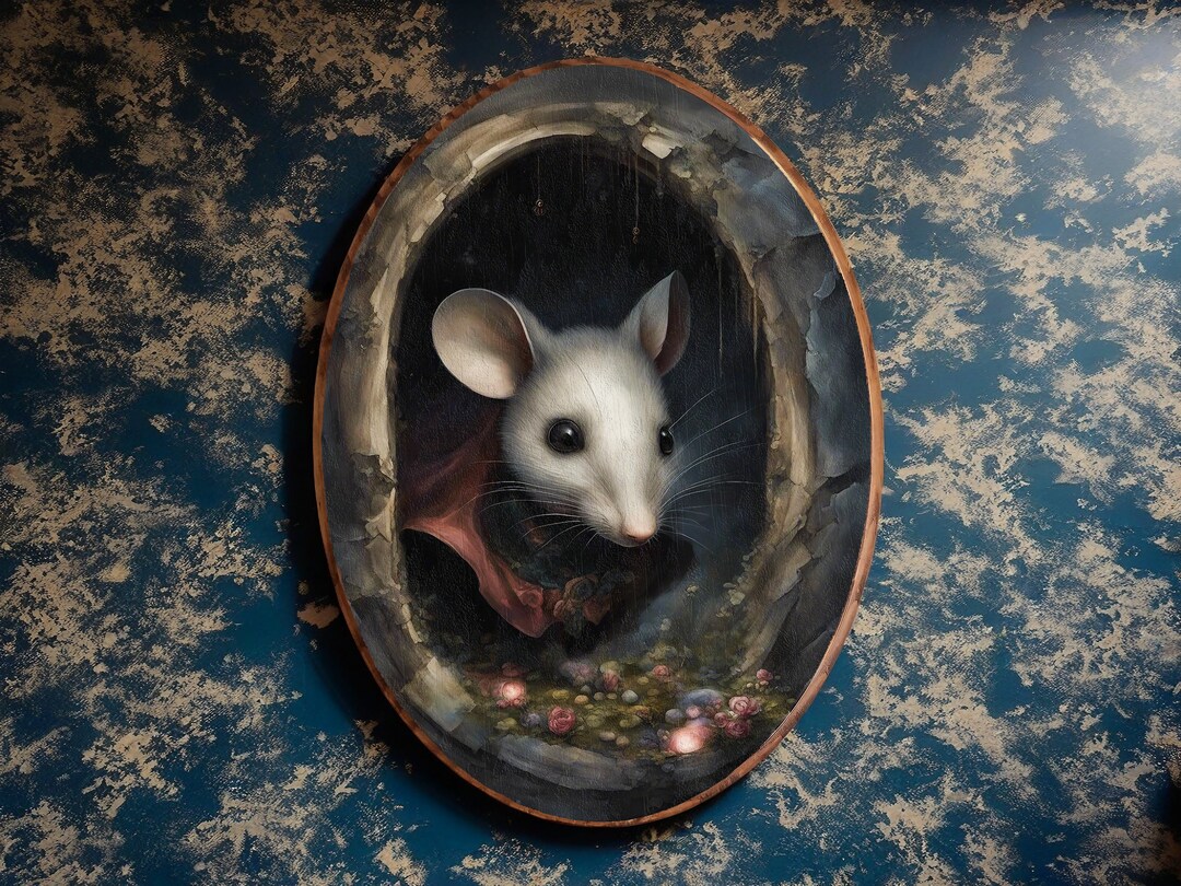 Victorian Mouse Cute Mousehole Wall Art Kids Room Decoration Book Lover ...