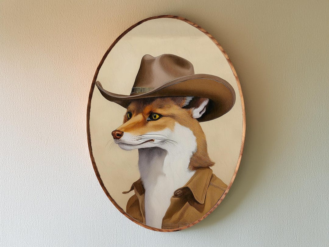 Silly Fox With a Cowboy Hat Wall Art - Western Nursery Print, Animal ...