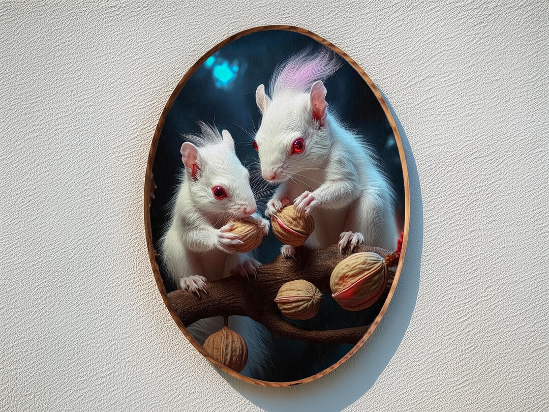 Albino Squirrel, Dark Academia, Goth Print - Two Squirrels Eating ...