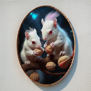 Albino Squirrel, Dark Academia, Goth Print Two Squirrels Eating Walnuts ...