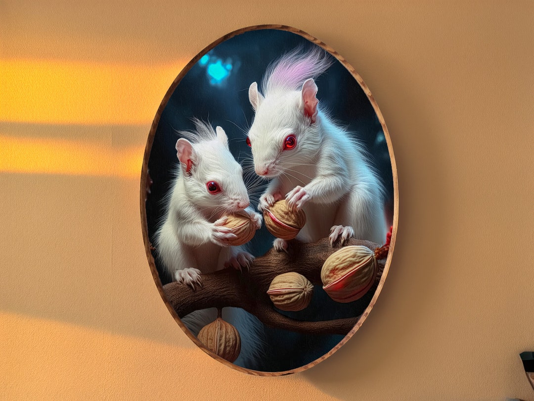 Albino Squirrel, Dark Academia, Goth Print Two Squirrels Eating Walnuts ...