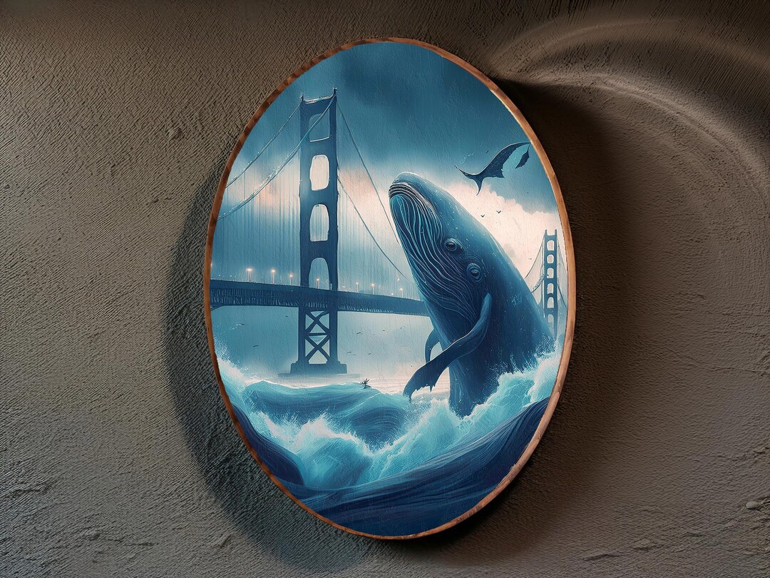 Moody Whale Ghost Prints, Gothic San Francisco Golden Gate Bridge Wall ...