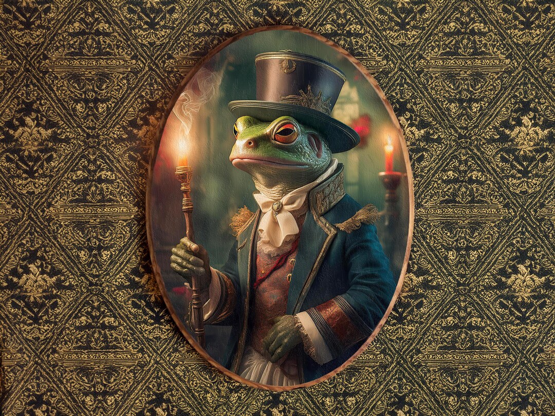 Victorian Wizard Frog Wood Wall Art: Dark Academia Cottagecore Decor - Etsy