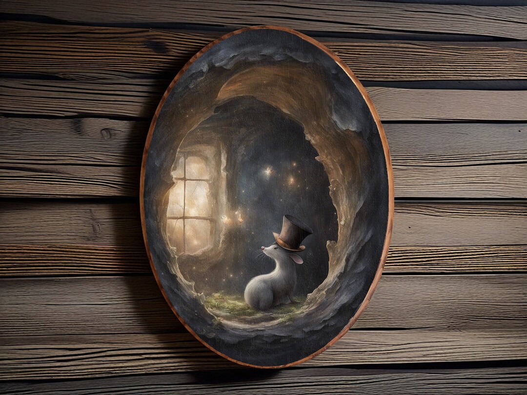 Victorian Mouse Cute Mousehole Wall Art Kids Room Decoration Book Lover ...