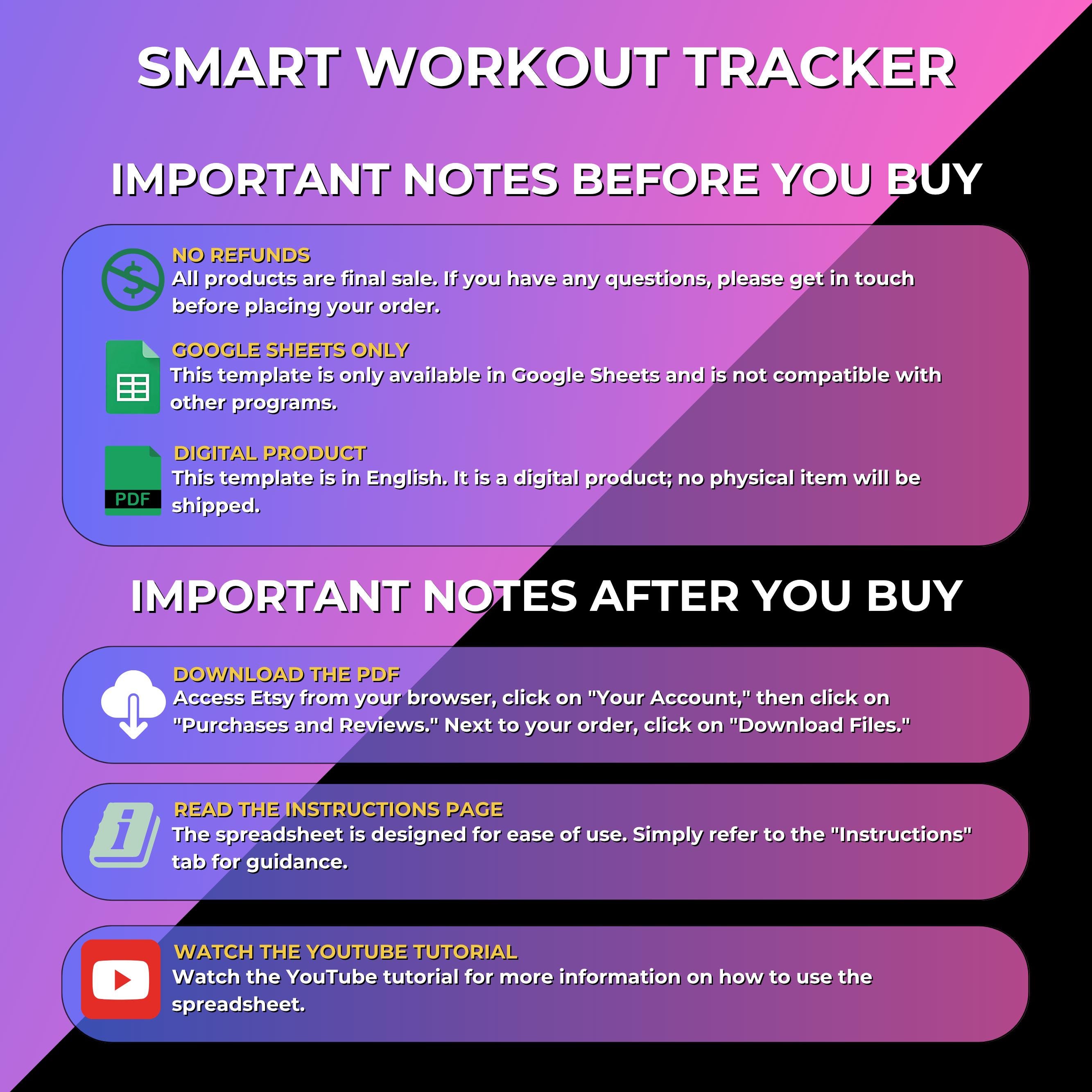Workout Planner Google Sheets Dark Exercise Tracker Spreadsheet Fitness ...