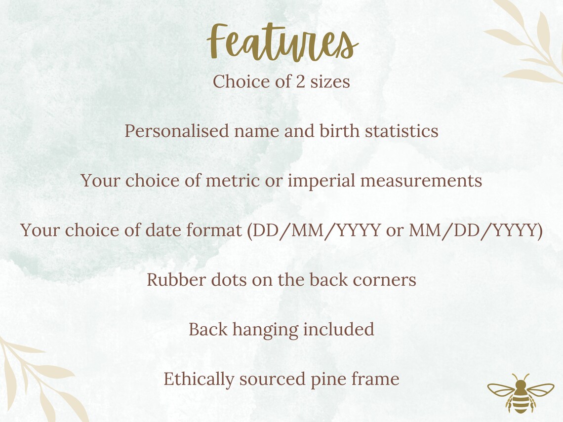 Custom Baby Birth Statistics Personalised Newborn Gift Birth ...
