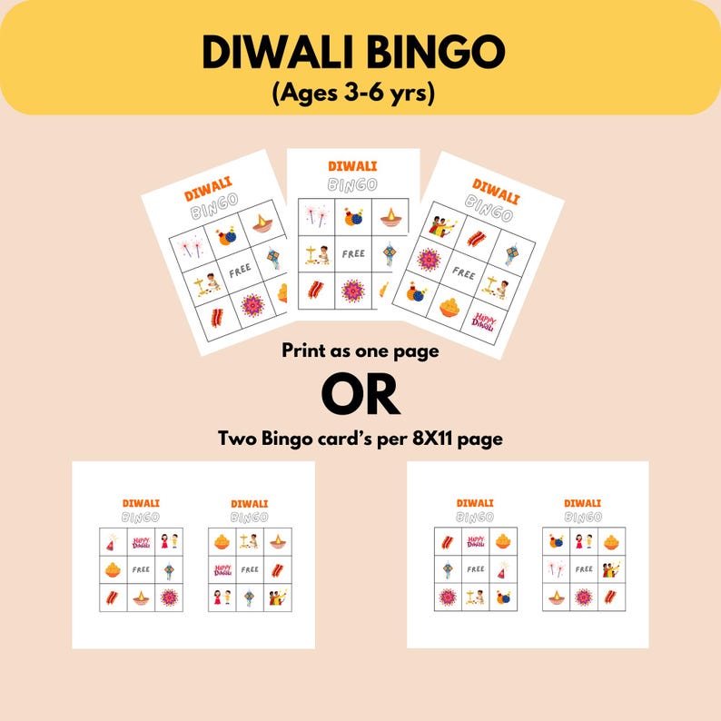 Diwali Bingo for Kids, Diwali Bingo Cards, Diwali Activity for Kids ...
