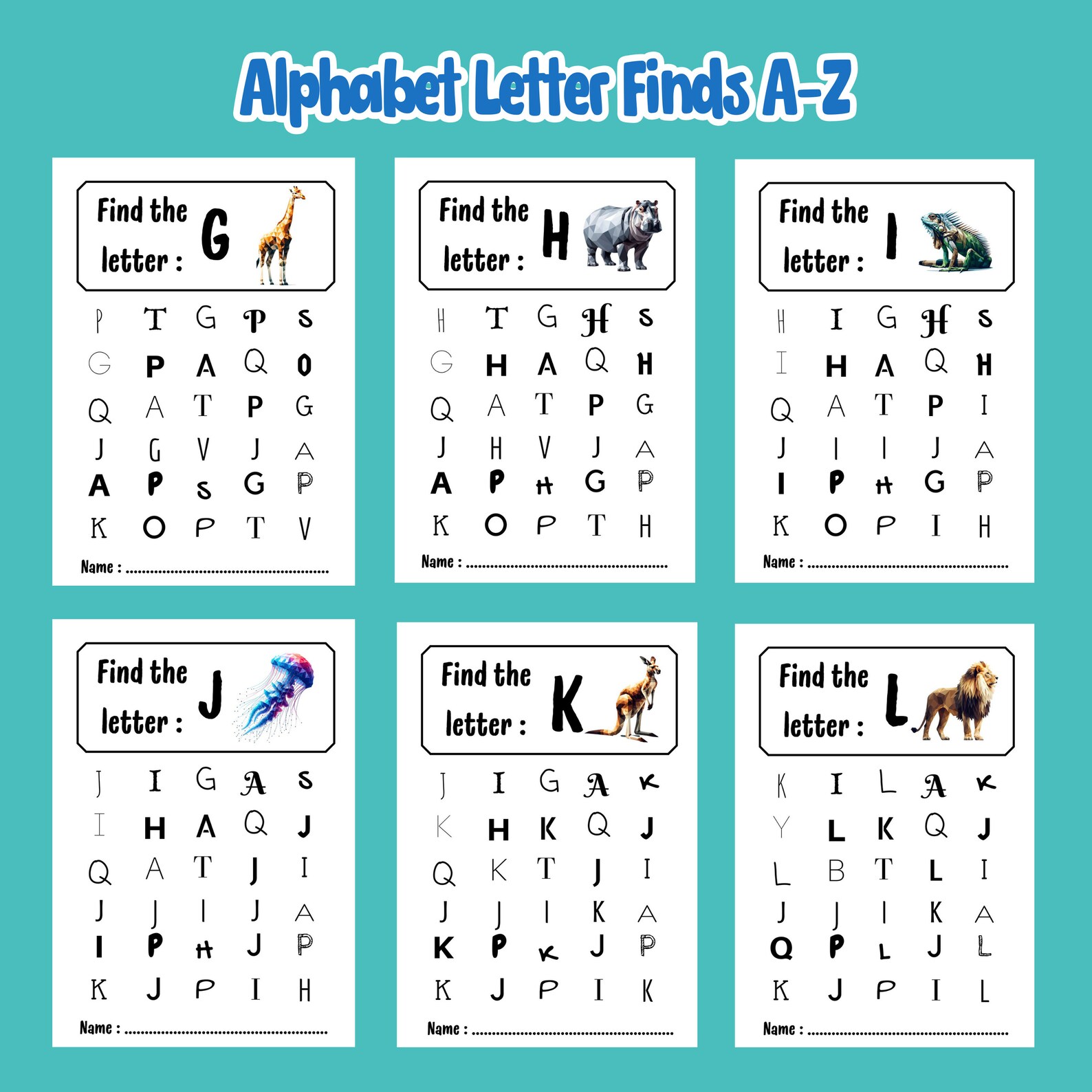 Alphabet Letter Finds A-Z PDF | Printable Kids Educational Activity ...