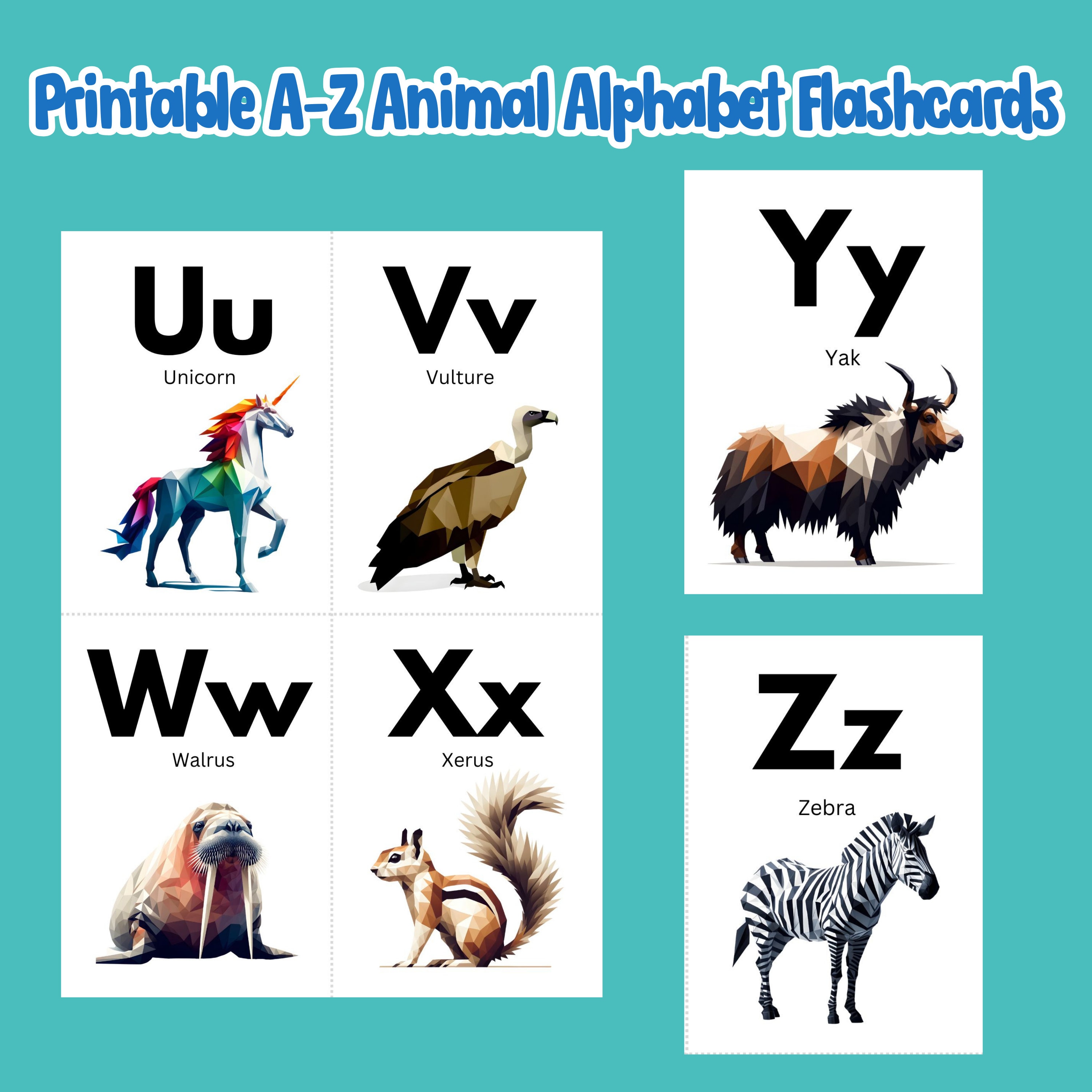 Printable A-Z Animal Alphabet Flashcards | Educational Preschool ...