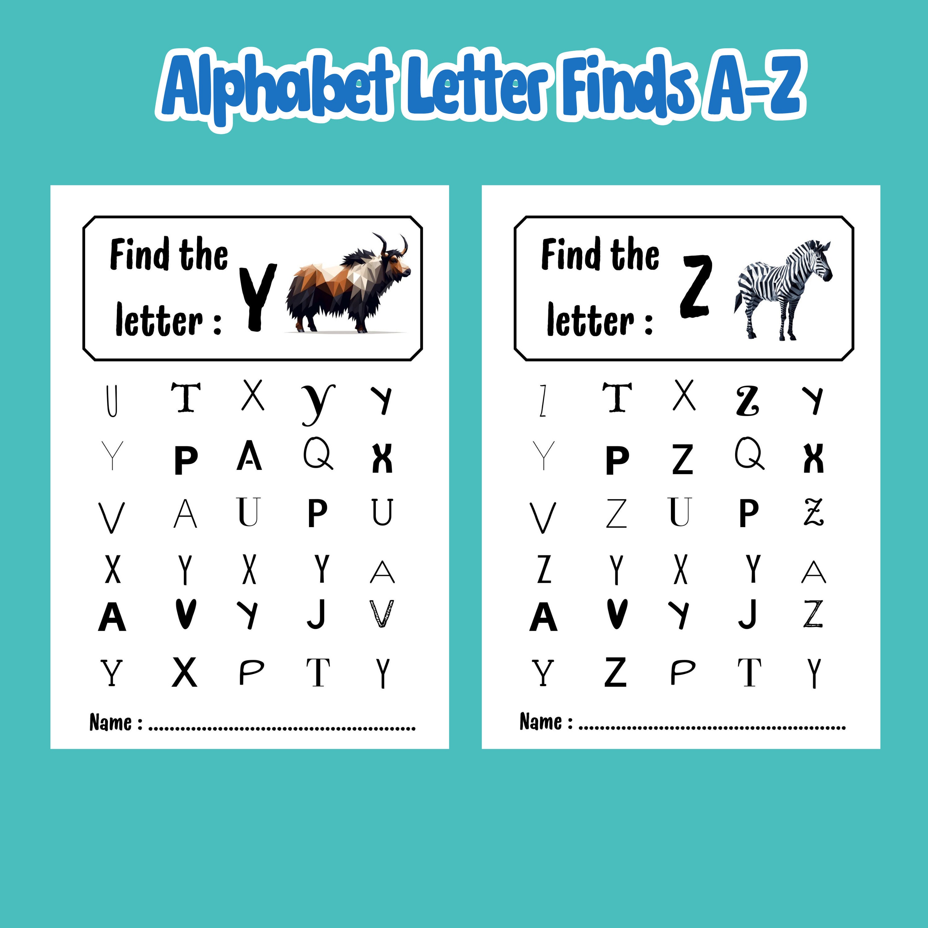 Alphabet Letter Finds A-Z PDF | Printable Kids Educational Activity ...