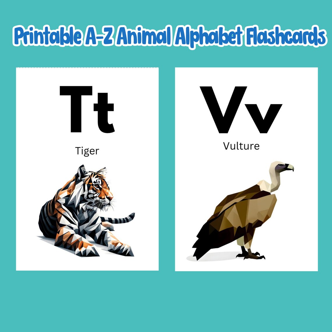 Printable A-Z Animal Alphabet Flashcards Educational Preschool Learning ...