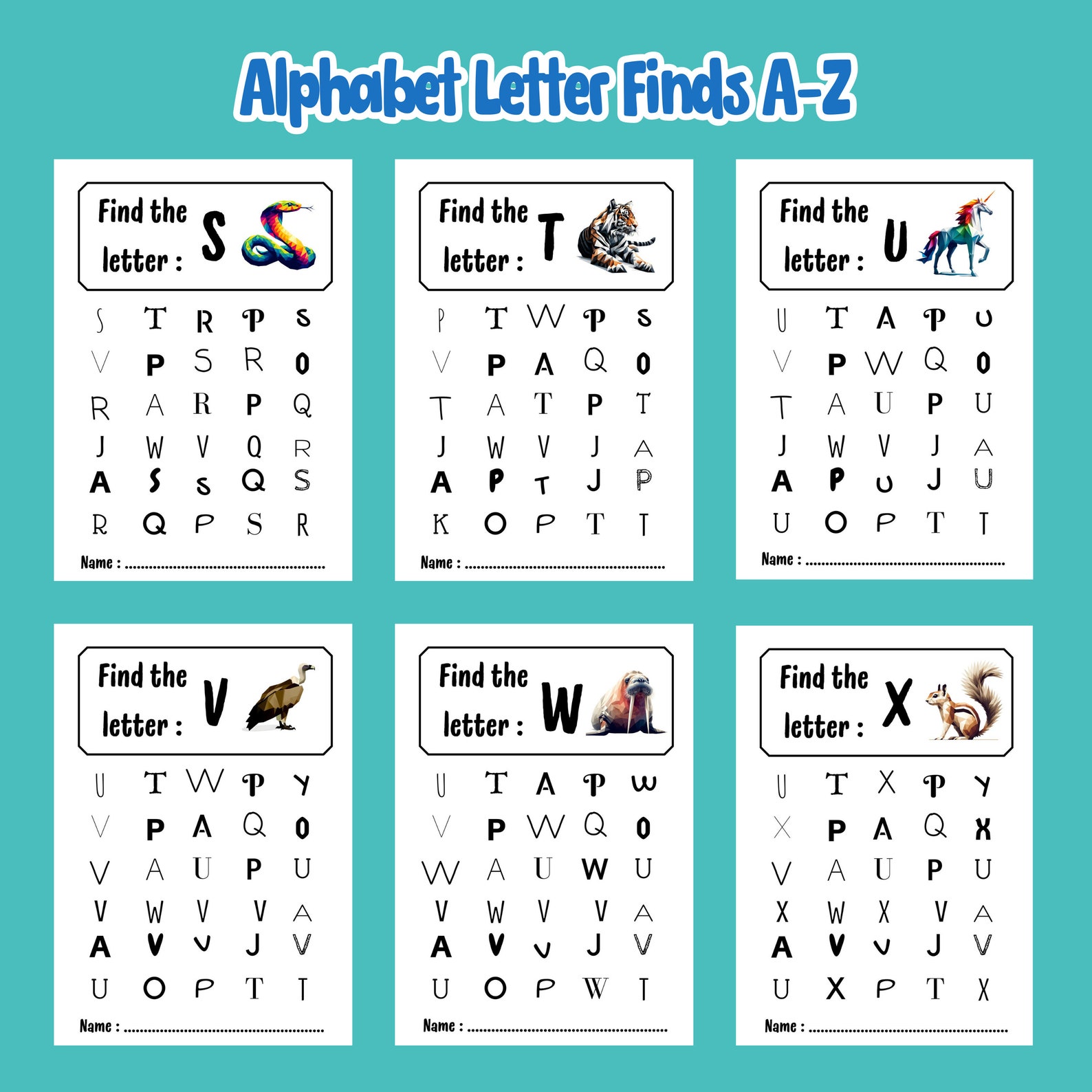 Alphabet Letter Finds A-Z PDF | Printable Kids Educational Activity ...