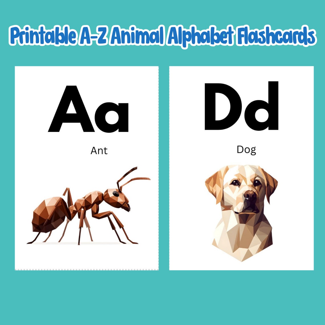 Printable A-Z Animal Alphabet Flashcards Educational Preschool Learning ...
