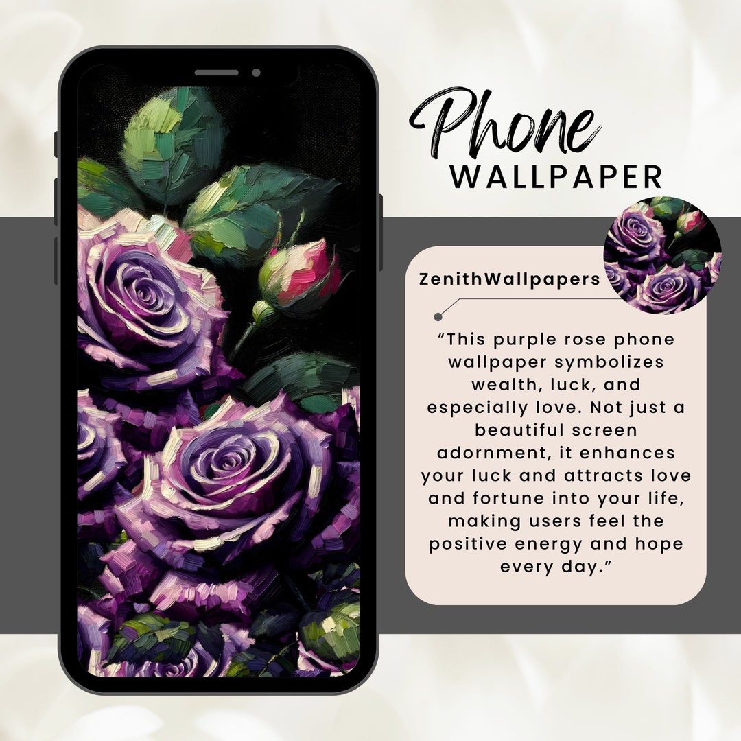 Purple Rose Phone Wallpaper Symbolizes Wealth - Elegant Floral Digital ...