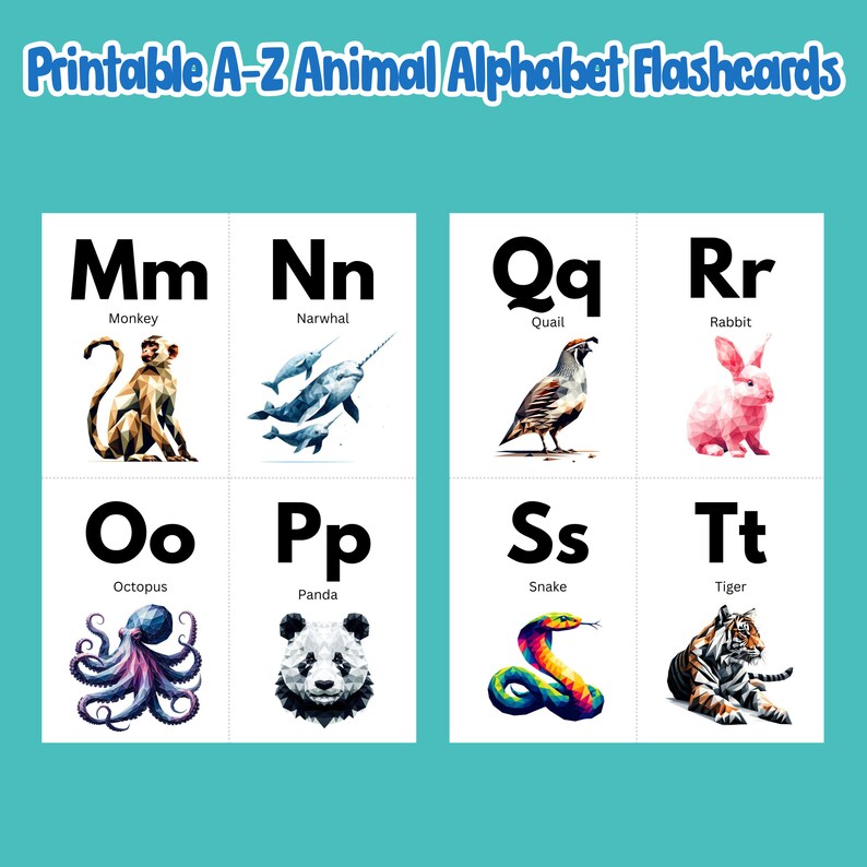 Printable A-Z Animal Alphabet Flashcards | Educational Preschool ...