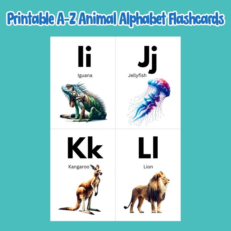 Printable A-Z Animal Alphabet Flashcards | Educational Preschool ...