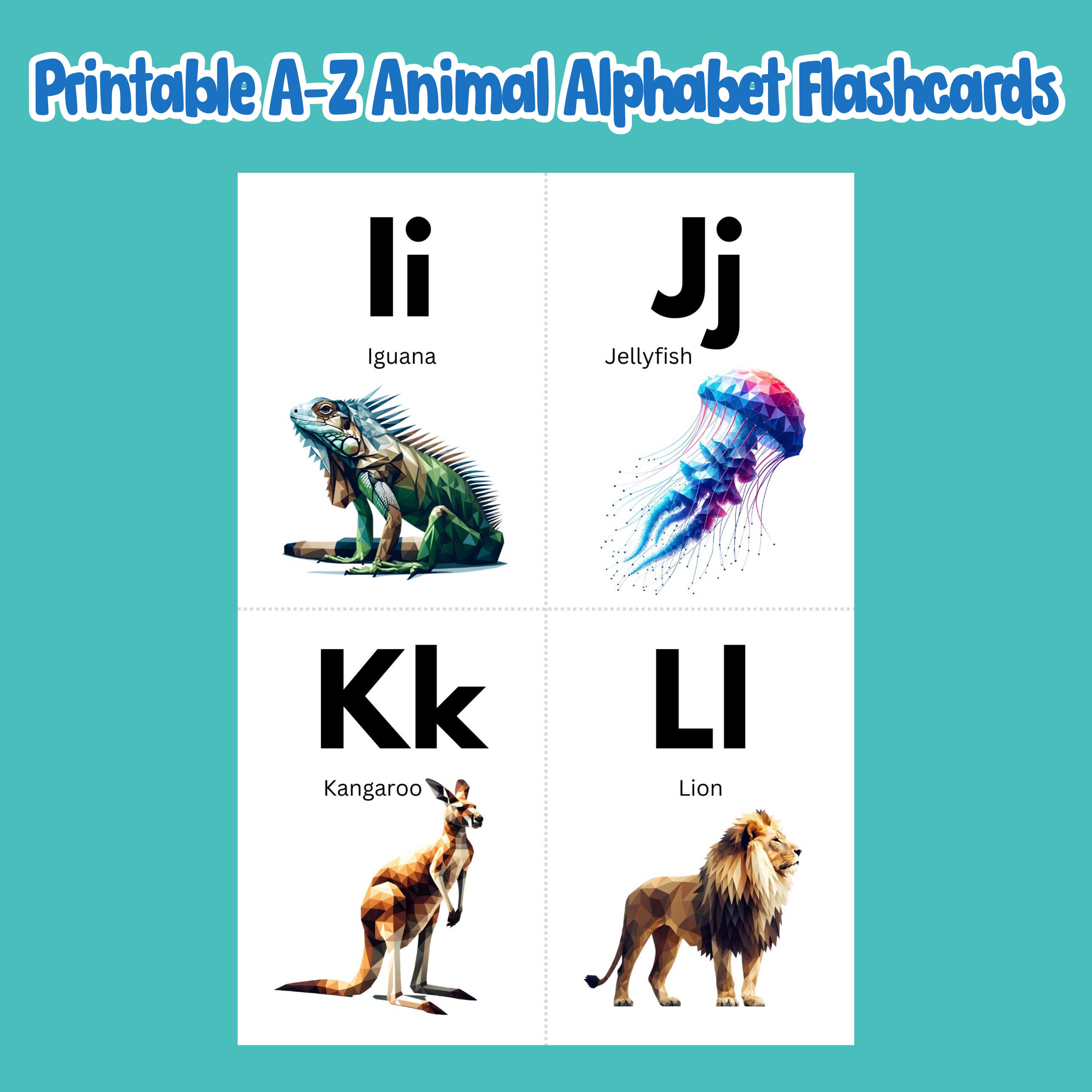 Printable A-Z Animal Alphabet Flashcards Educational Preschool Learning ...
