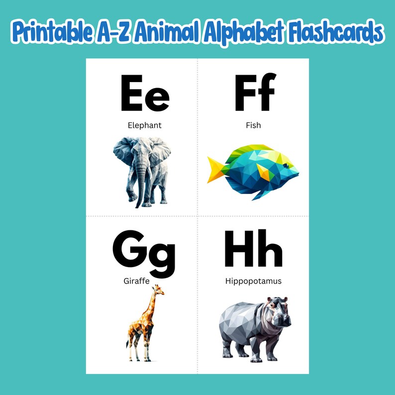 Printable A-Z Animal Alphabet Flashcards | Educational Preschool ...